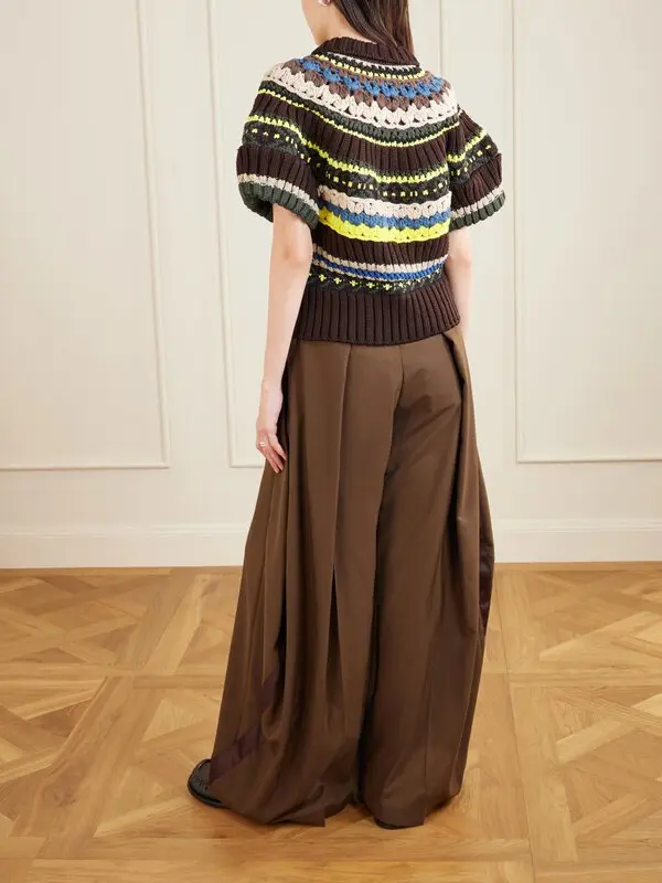Sacai Striped Polo Collar Sweater