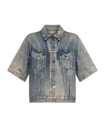 ALLSAINTS Juni Short-sleeve Denim Jacket - Gray