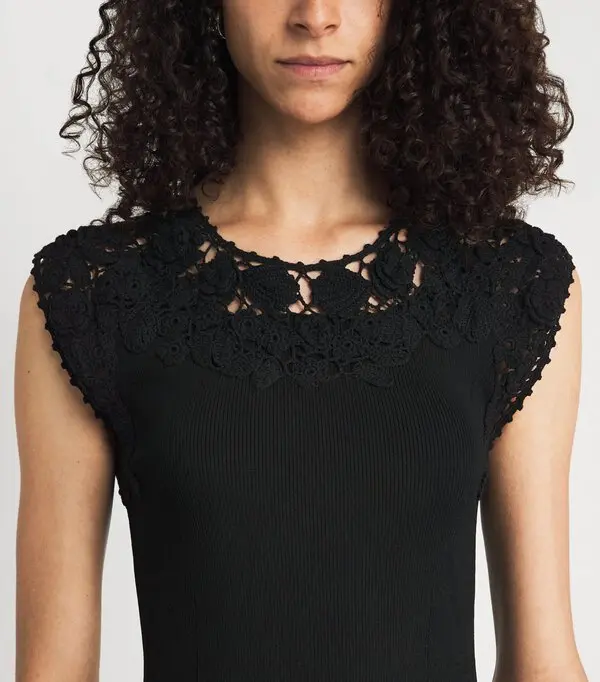 Ulla Johnson Noemie Rib-knit Mini Dress With Crochet Trim