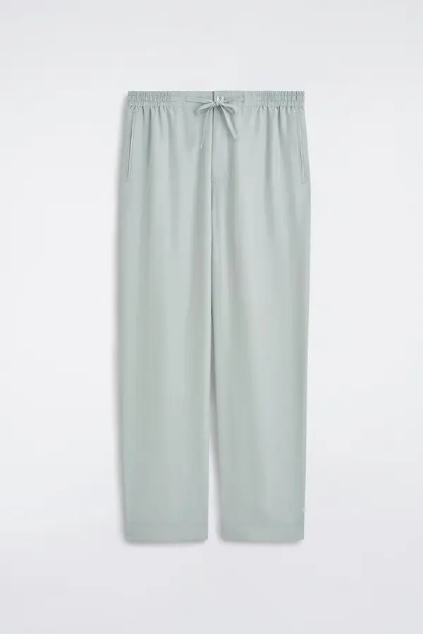 Cos Mulberry Silk Relaxed-fit Straight-leg Pants With Drawstring Waist - Gray