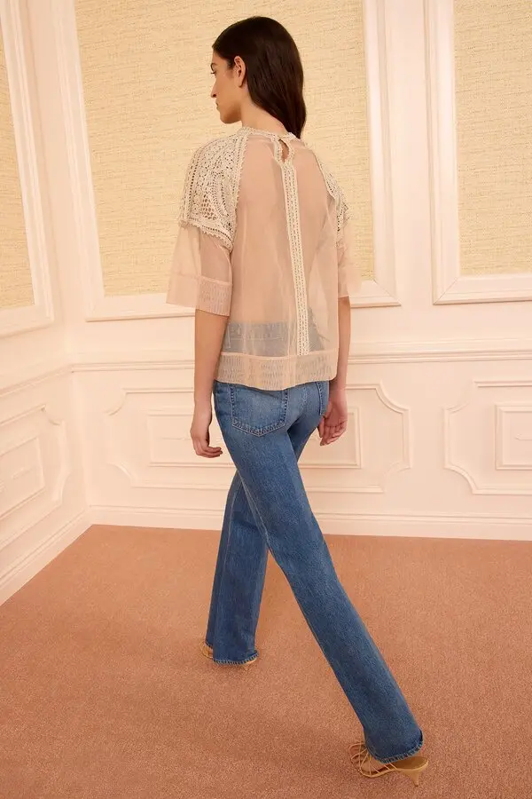 Ulla Johnson Tess Crochet & Tulle Top