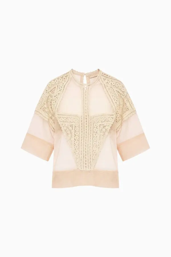 Ulla Johnson Tess Crochet & Tulle Top