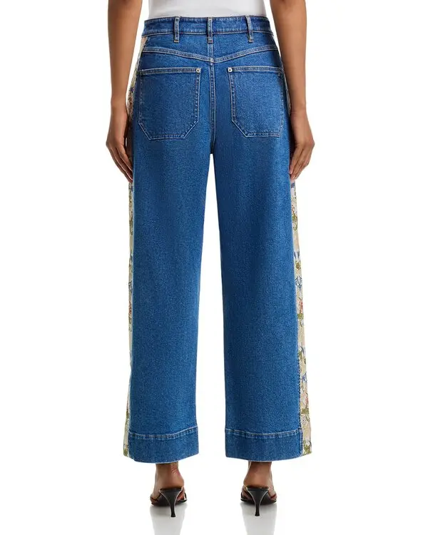 Cinq À Sept Patchwork Zoe High Rise Barrel Jeans In Saphir