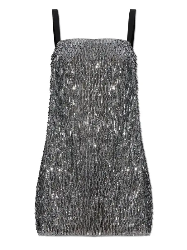 Dolce & Gabbana Embroidered Sequin Mini Dress - Silver