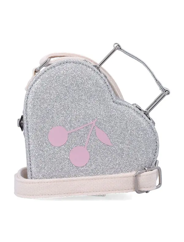 Bonpoint Mini Glitter Handbag With Cherry Applique