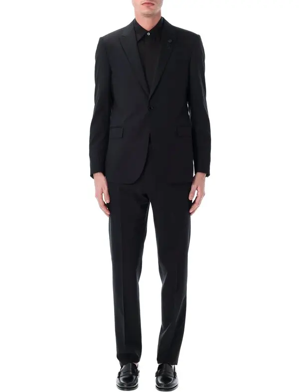 LARDINI Traje Con Prendedor En La Solapa - Black