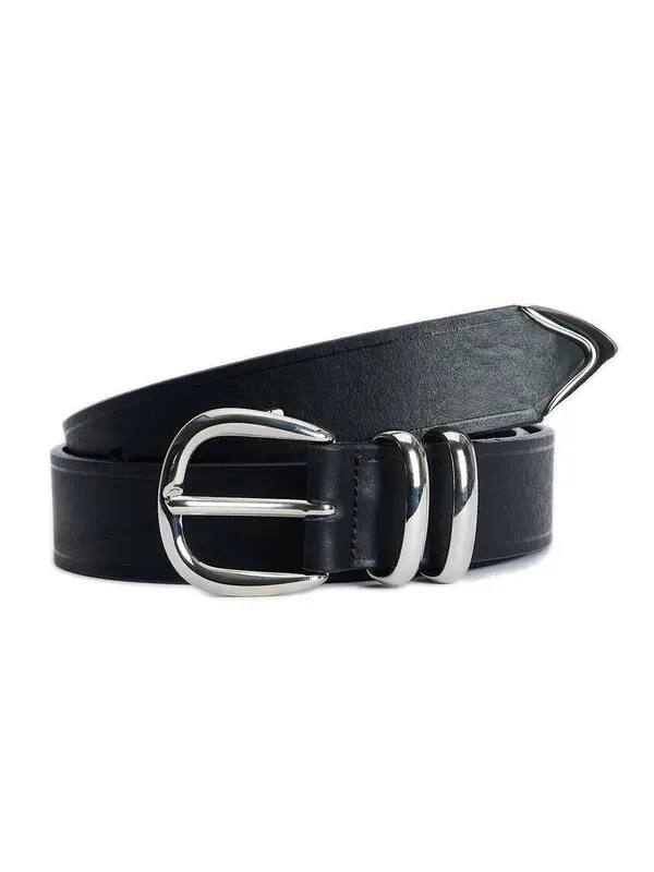 SUNFLOWER Mini Metal Trim Belt With Aniline Finish - Black