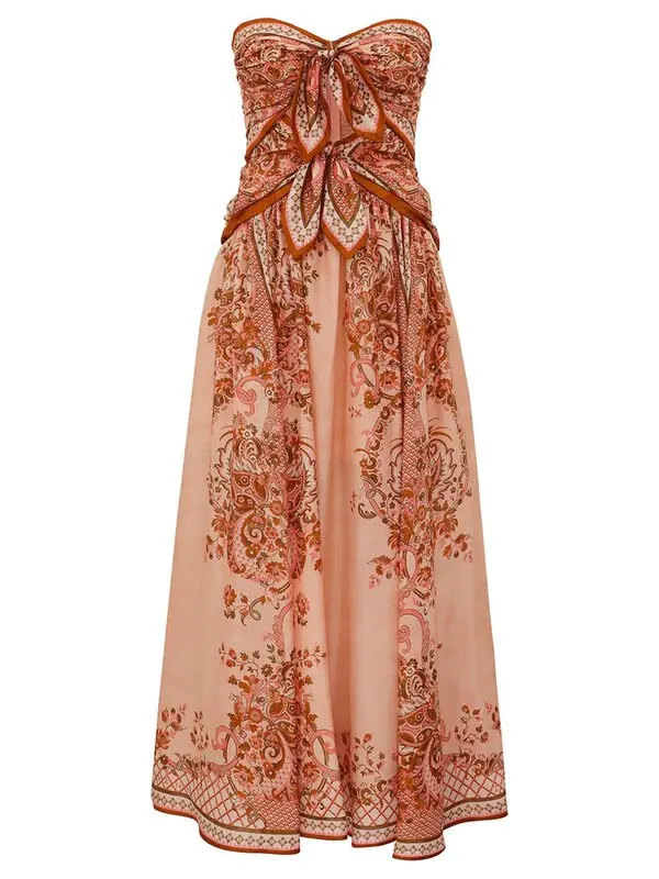 Zimmermann Printed Silk Bustier Mini Dress - Rosa