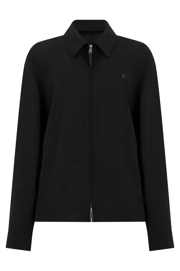 Burberry Long Sleeve Zip-up Jacket With Classic Collar