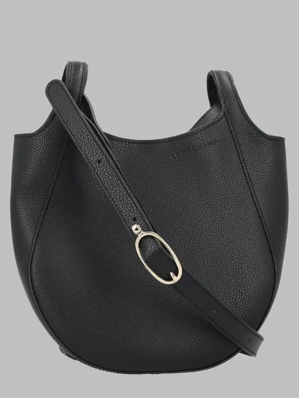 Longchamp Pebbled Leather Crossbody Bucket Bag - Black