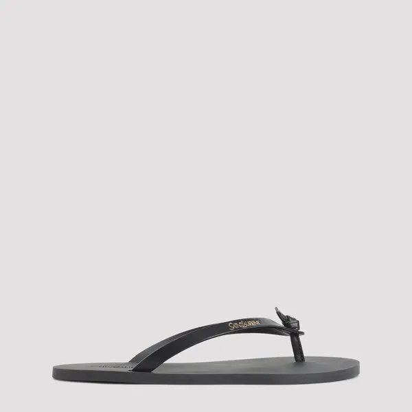 Saint Laurent Calf Leather Mini Slide Sandals - Black
