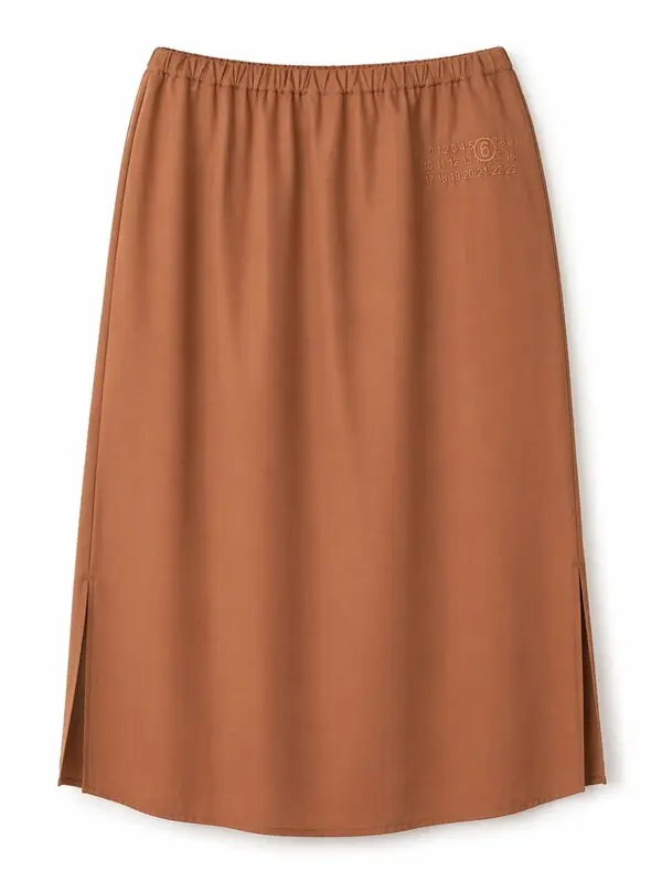 MAISON MARGIELA Midi Skirt With Embroidered Logo - Brown