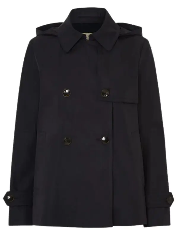 Herno Waterproof Hooded Double-breasted Jacket - Navy