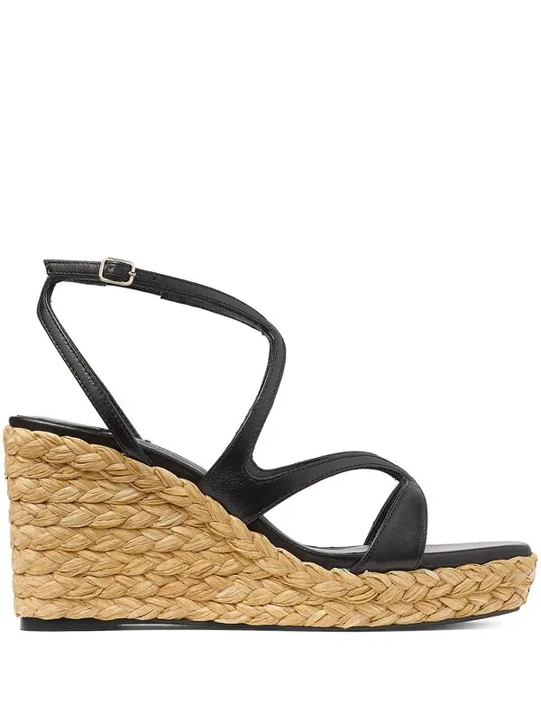 JIMMY CHOO Raffia Wedge Sandals - Nero