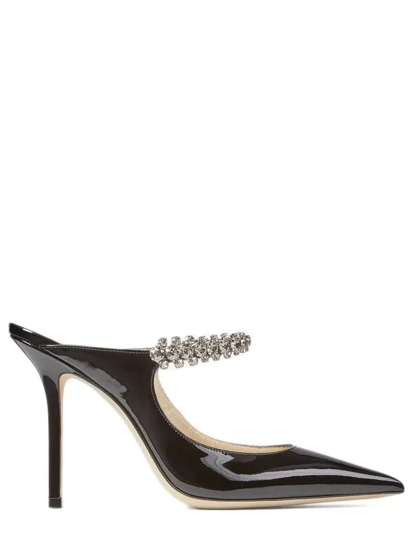 JIMMY CHOO Elegant Crystal Strap Pointed-toe Slip-on Sandals 100mm Heel - Marrone