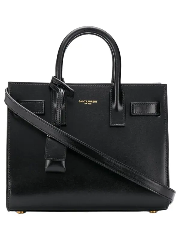 Saint Laurent Mini Structured Leather Bag With Adjustable Strap - Nero