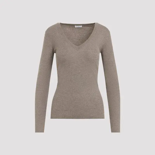 Brunello Cucinelli Cashmere V-neck Sweater - Brown