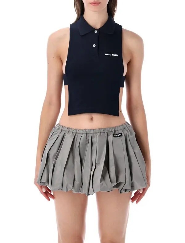Miu Miu Sleeveless Polo Crop Vest - Blue