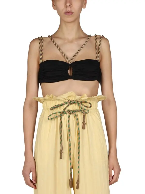 MIISTA Mara Mini Top With Strappy Hiking Detail - Black