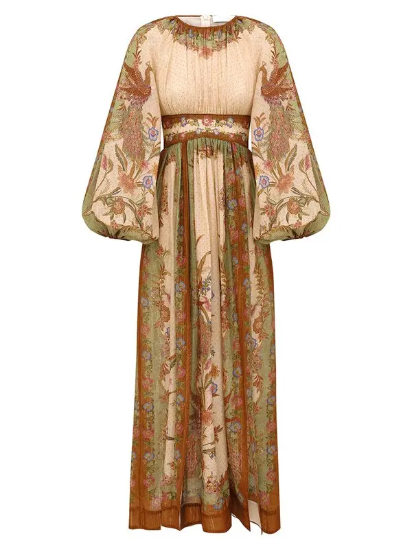 Zimmermann Printed Long Sleeve Maxi Dress - Verde