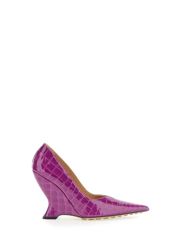 Bottega Veneta Pointed Toe Wedge Heels - Fuchsia