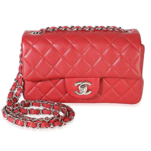 Chanel Quilted Lambskin Rectangular Classic Flap Bag - Red