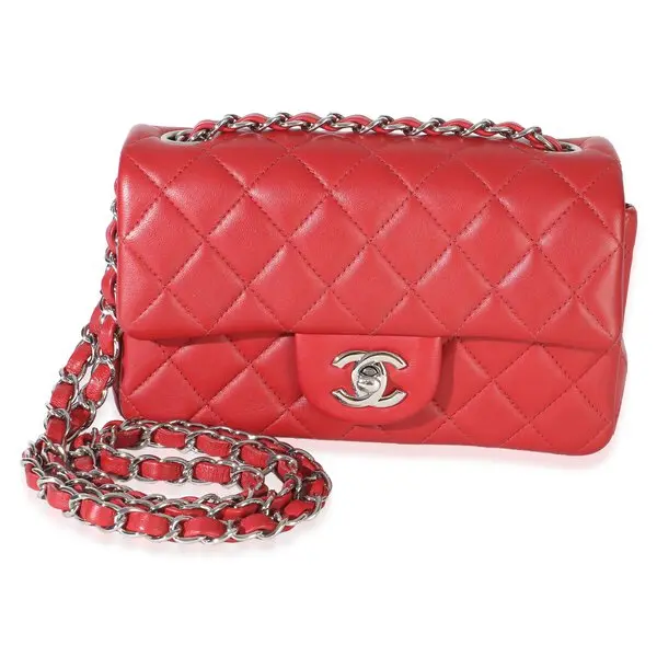 Chanel Quilted Lambskin Rectangular Classic Flap Bag - Red