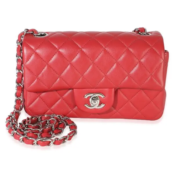 Chanel Quilted Lambskin Rectangular Classic Flap Bag - Red