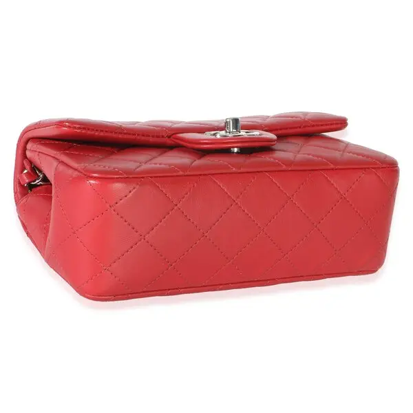 Chanel Quilted Lambskin Rectangular Classic Flap Bag - Red