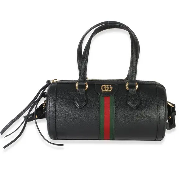Gucci Grained Calfskin Gg Ophidia Boston Bag - Black