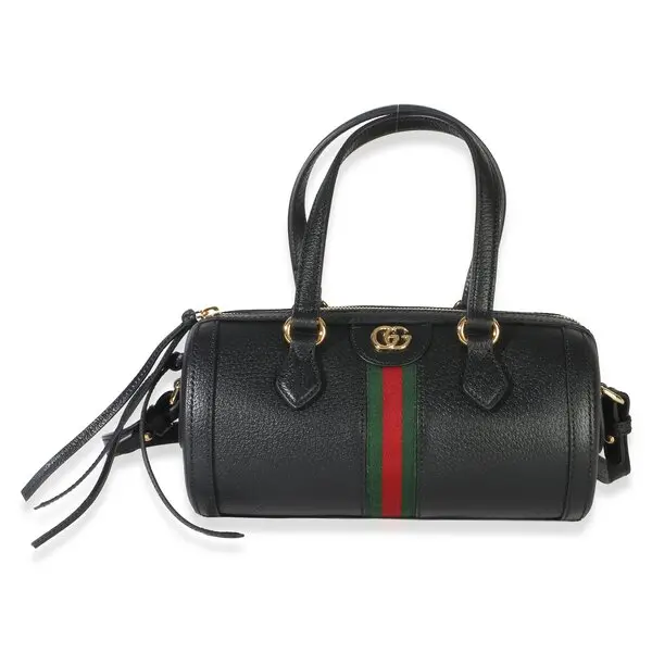 Gucci Grained Calfskin Gg Ophidia Boston Bag - Black