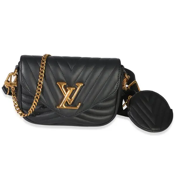 LOUIS VUITTON Calfskin New Wave Multi Pochette Crossbody Bag - Black