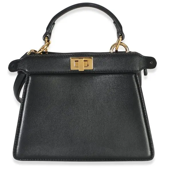 Fendi Shiny Nappa Petite Peekaboo I See U Satchel - Black