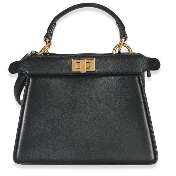 Fendi Shiny Nappa Petite Peekaboo I See U Satchel - Black