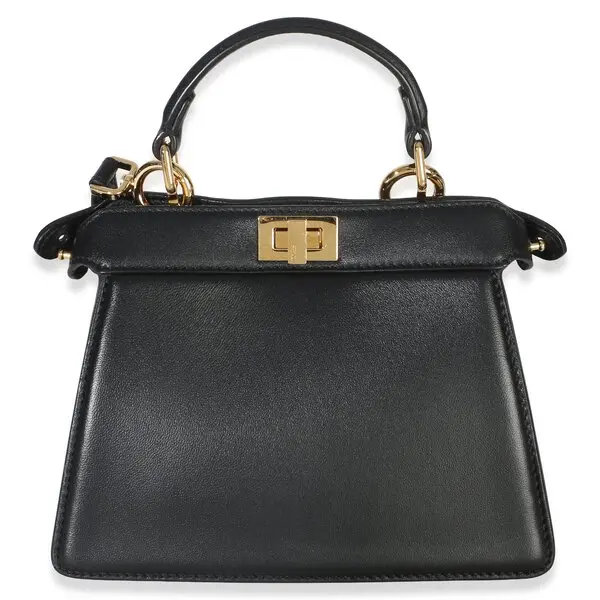 Fendi Shiny Nappa Petite Peekaboo I See U Satchel - Black