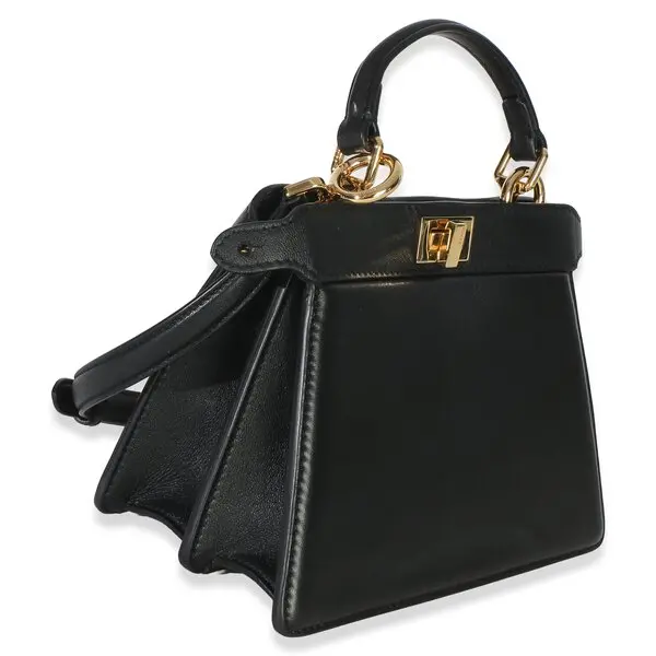 Fendi Shiny Nappa Petite Peekaboo I See U Satchel - Black