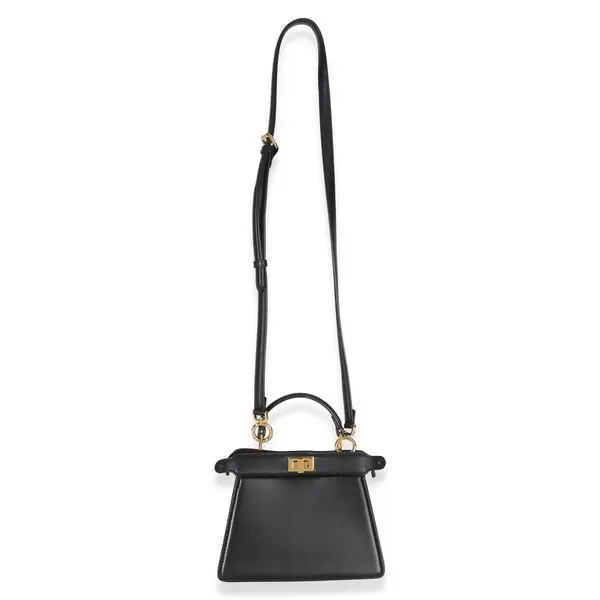 Fendi Shiny Nappa Petite Peekaboo I See U Satchel - Black