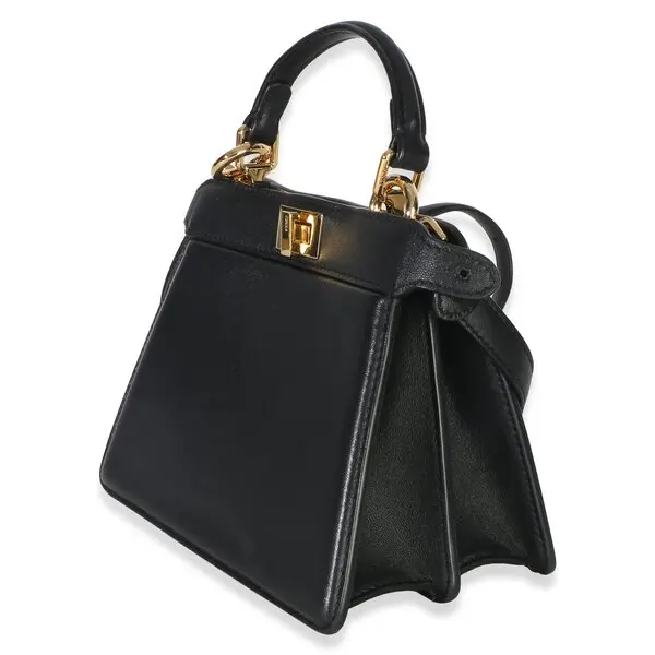 Fendi Shiny Nappa Petite Peekaboo I See U Satchel - Black