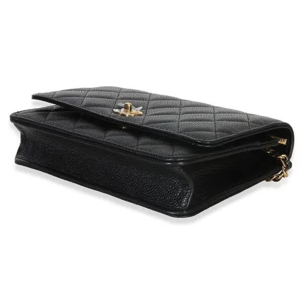 Chanel Quilted Caviar Wallet On Chain - Black