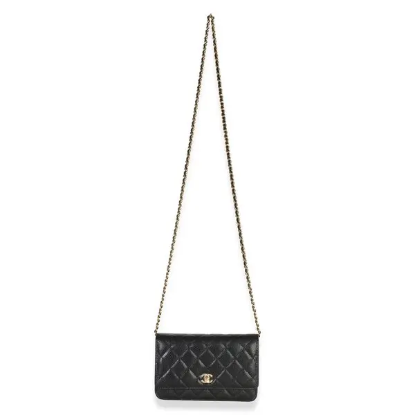 Chanel Quilted Caviar Wallet On Chain - Black