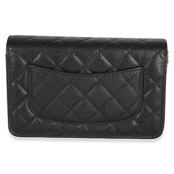 Chanel Quilted Caviar Wallet On Chain - Black