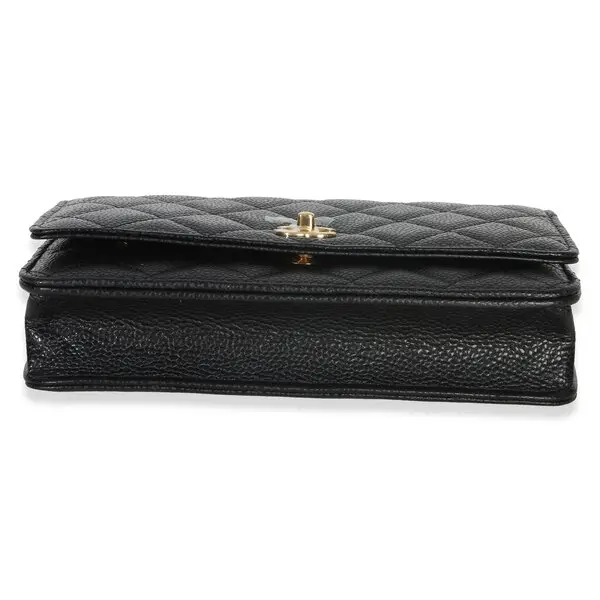 Chanel Quilted Caviar Wallet On Chain - Black