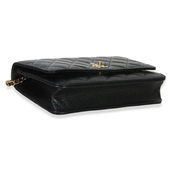 Chanel Quilted Caviar Wallet On Chain - Black