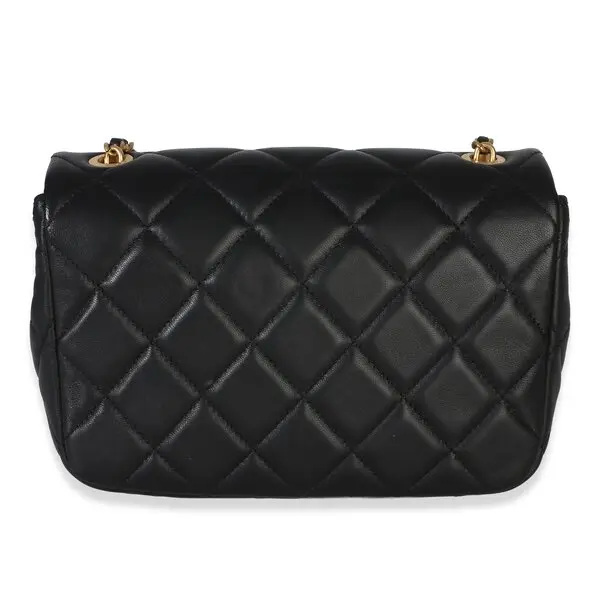 Chanel Quilted Lambskin Pearly Chain Flap Bag - Black