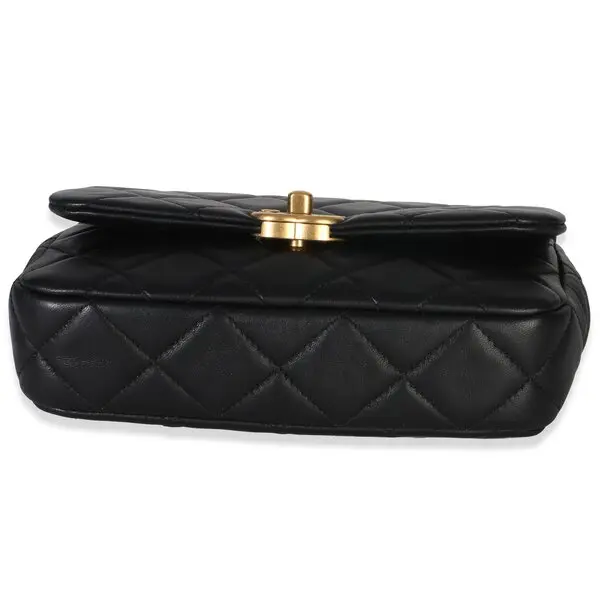 Chanel Quilted Lambskin Pearly Chain Flap Bag - Black
