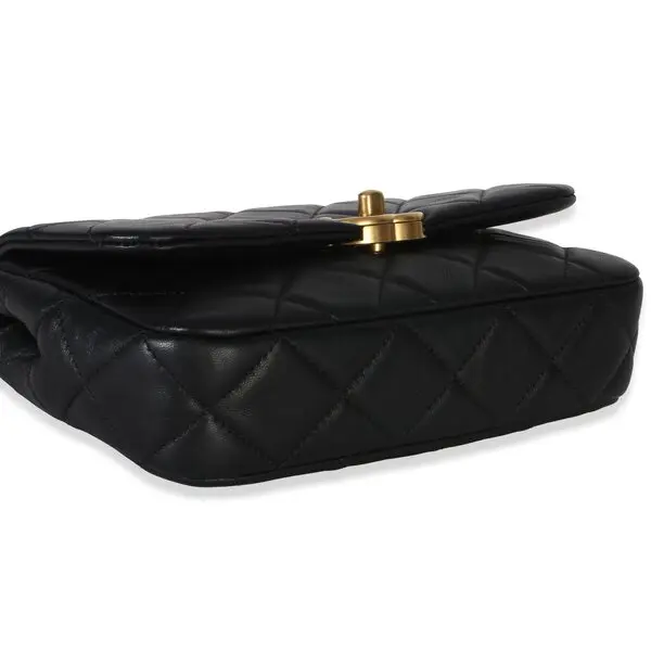 Chanel Quilted Lambskin Pearly Chain Flap Bag - Black