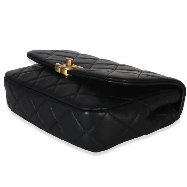 Chanel Quilted Lambskin Pearly Chain Flap Bag - Black