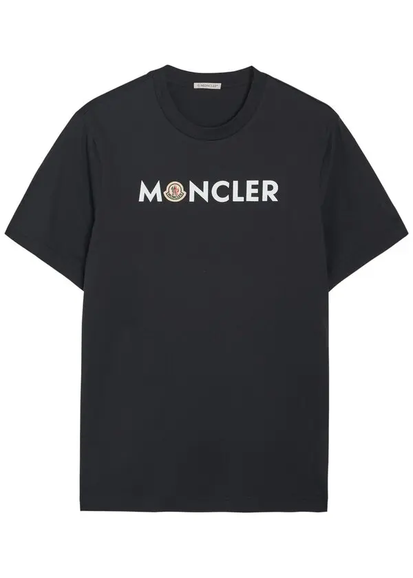 Moncler Logo-print And Appliquéd Cotton T-shirt - Navy