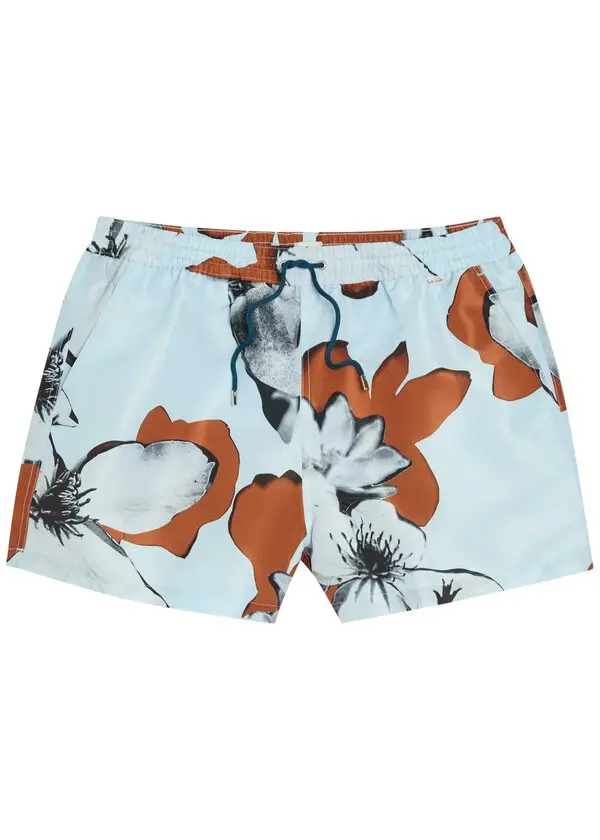 Paul Smith Floral Print Swim Shorts - Turquoise