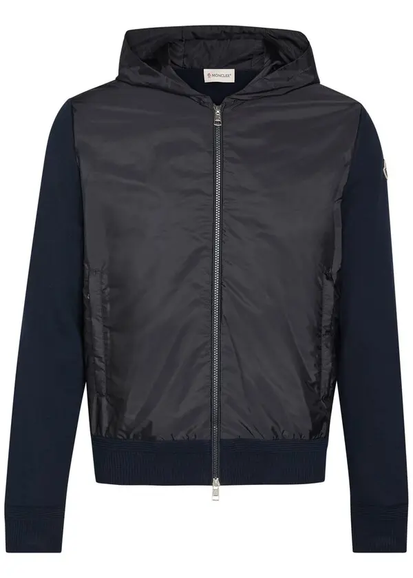 Moncler Hooded Shell And Cotton-blend Jacket